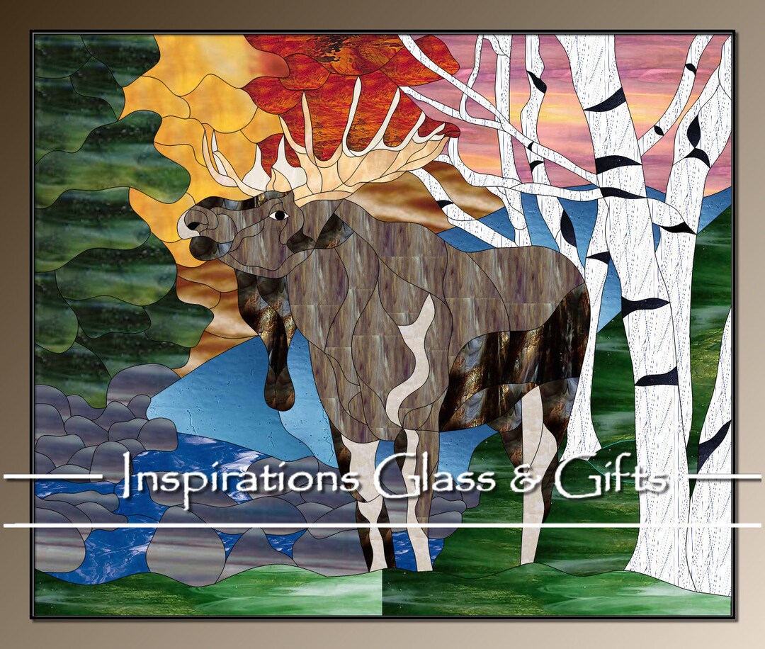 Stained Glass Pattern: Autumn Bull Moose - Etsy