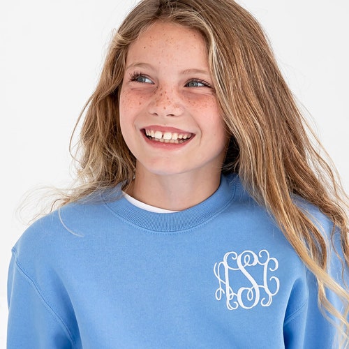 Personalized Kids Crew Neck Sweatshirt Personalized Monogram - Etsy