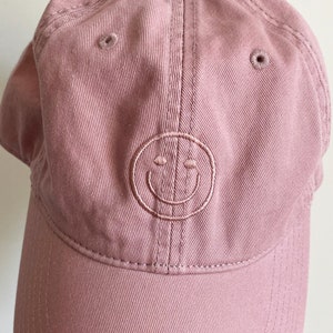 Embroidered Smiley Face Cotton Baseball Cap - Low Profile - Etsy