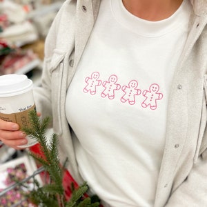 Pink and Fun Gingerbread Men Embroidered Sweatshirt | Baking Crewneck ...