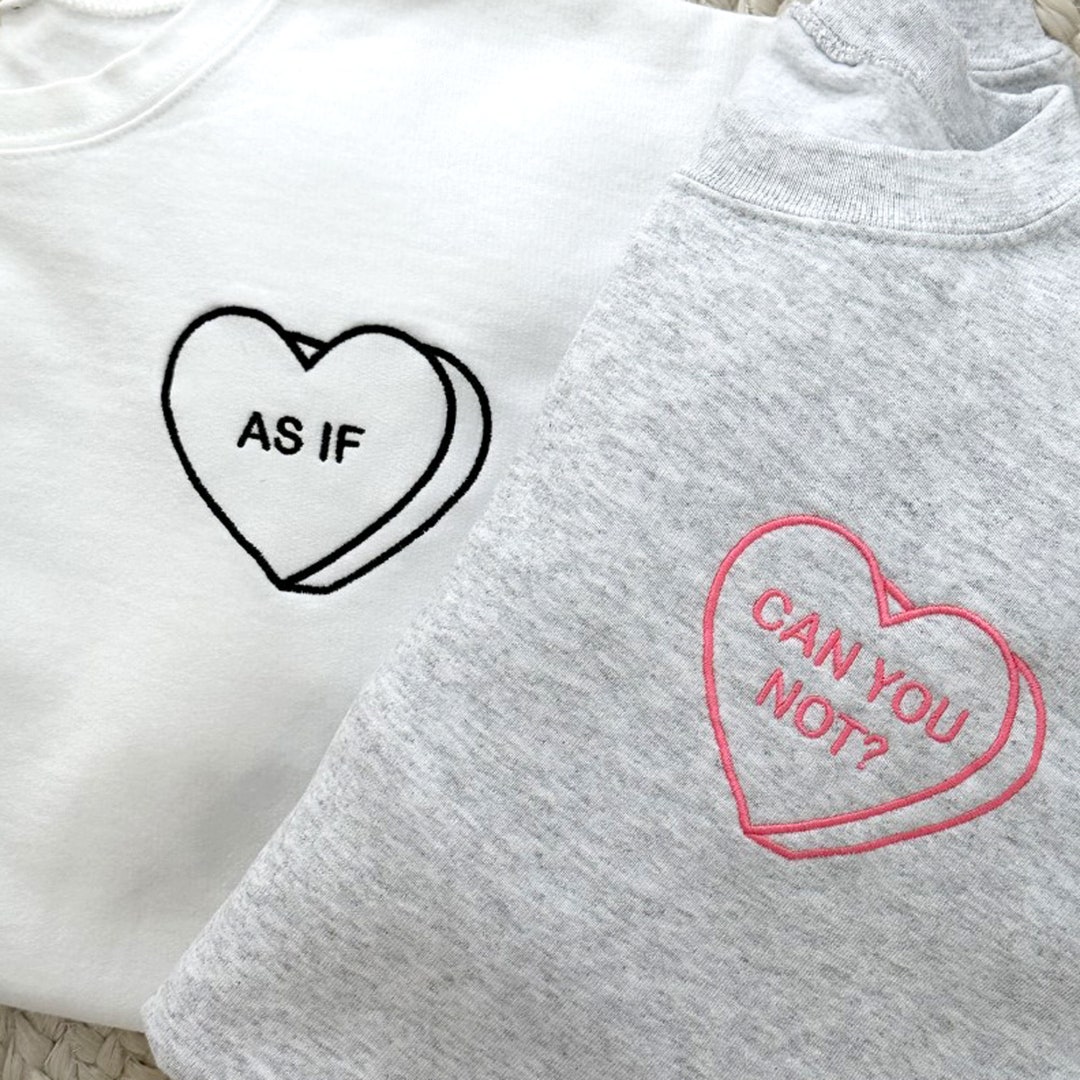 Custom Candy Heart Embroidered Crewneck | Valentine's Day Sweatshirt - Etsy