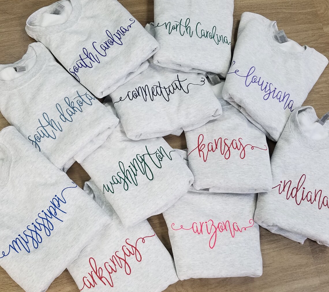 Personalized Embroidered State Pride Crewneck Sweatshirt | Custom ...