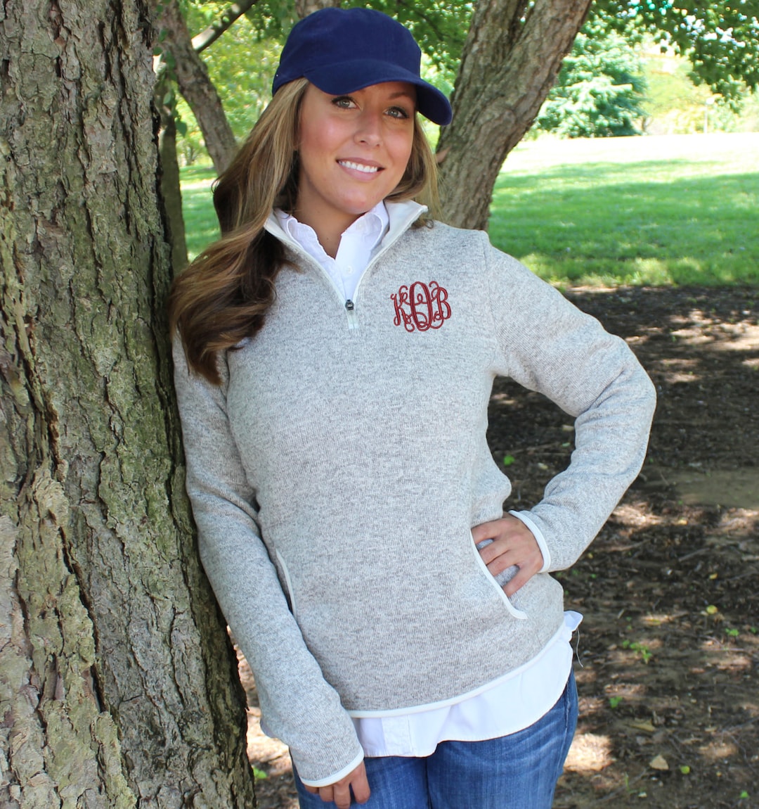 Monogrammed Knit Quarter Zip - Etsy