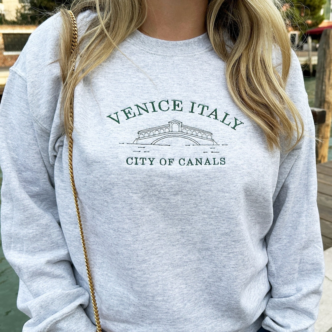 Embroidered Venice Italy Pullover Sweatshirt | City of Canals ...