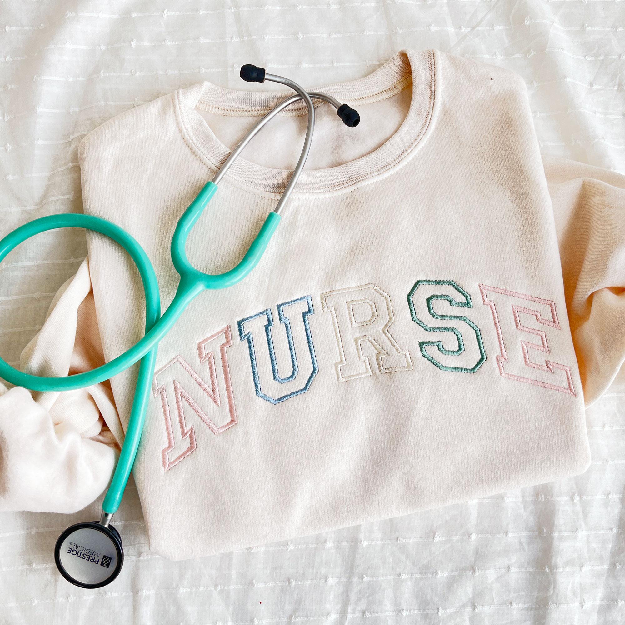 Pastel NURSE Embroidered Gemma Crew Sweatshirt | Gift for Nurse | RN ...