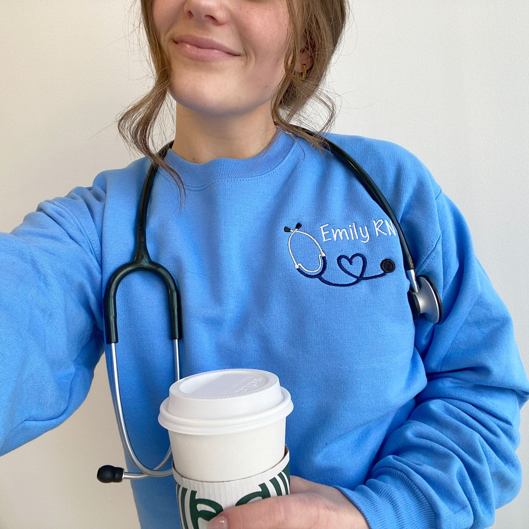 Personalized Nurse Sweatshirt | Embroidered Stethoscope Heart Pullover ...