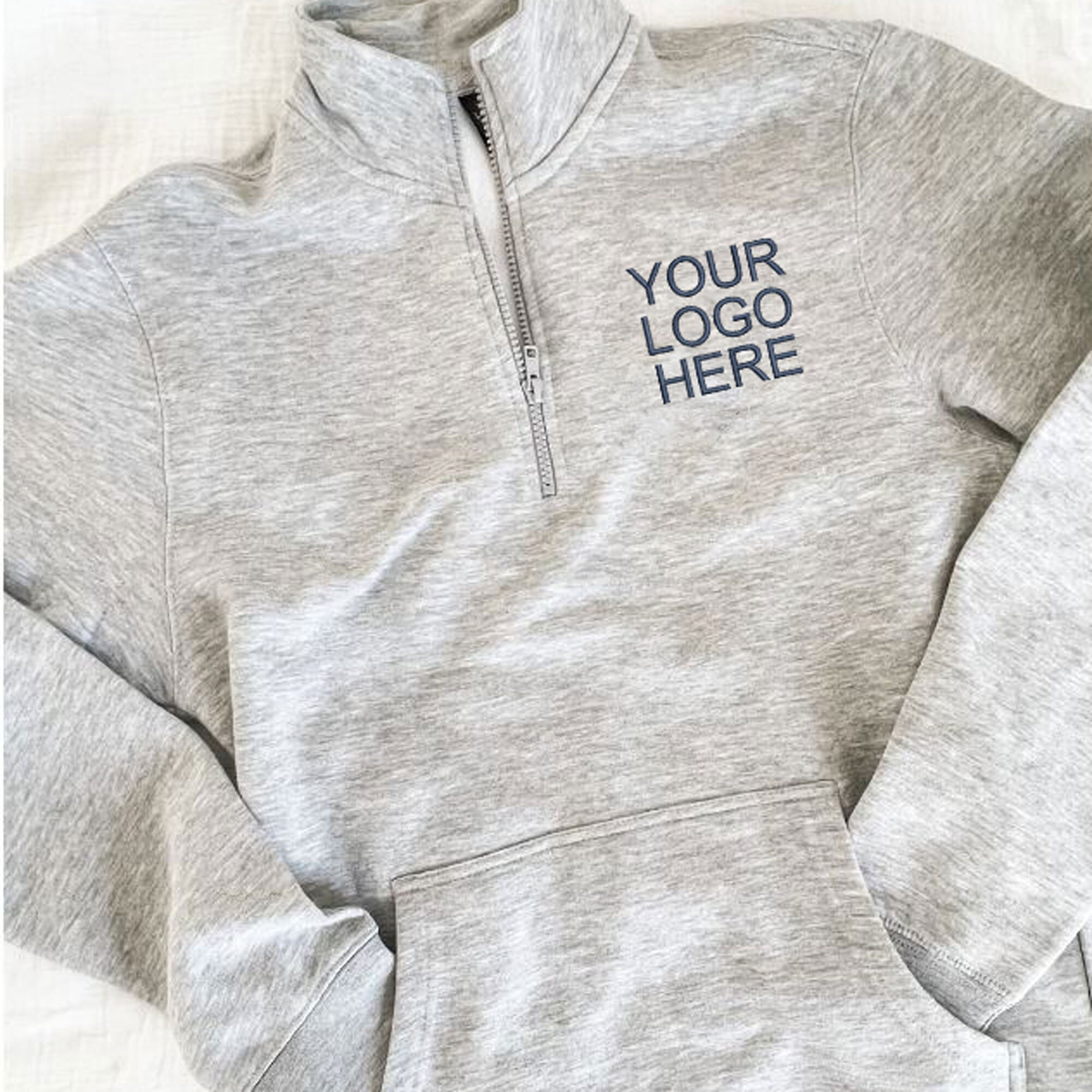 Quarter Zip Custom Logo Sweatshirt, Monogram Pullover Fleece ...