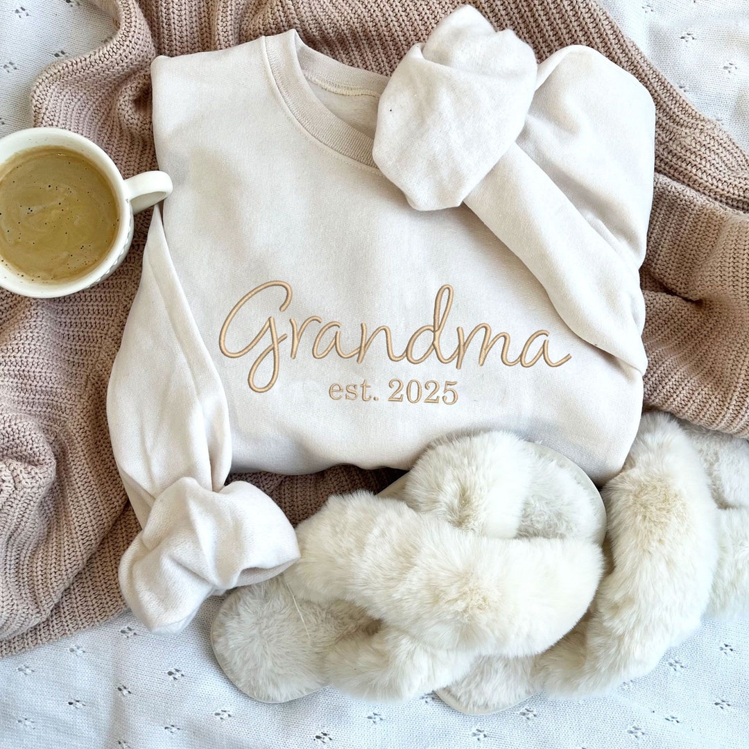 Grandma Est. Year Embroidered Gemma Crewneck Sweatshirt | New Grandma ...