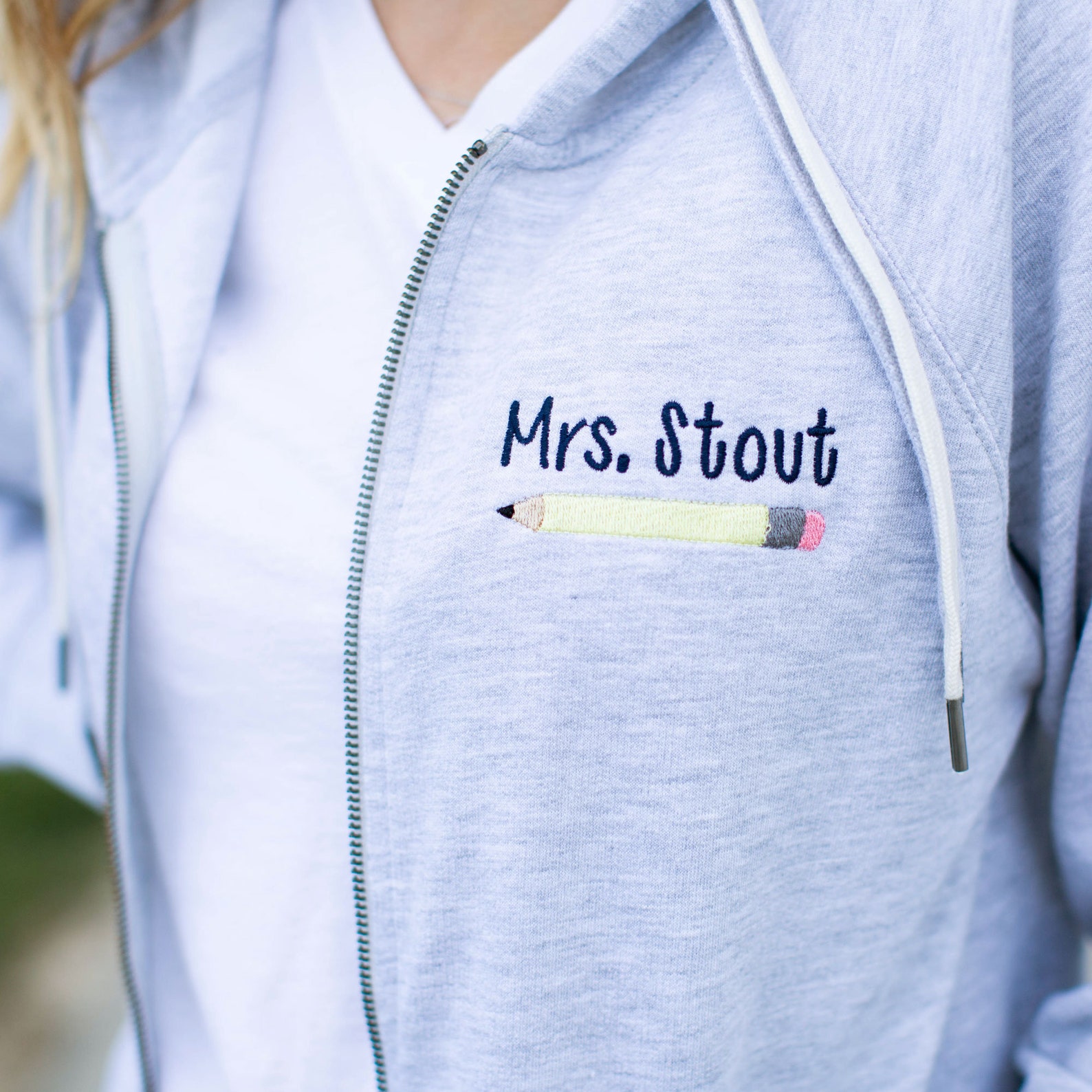 Personalized Pencil Full Zip Teacher Jacket | Embroidered Gift - Etsy
