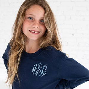 Youth Monogram Personalized Long Sleeve T-shirt | Monogrammed Tee for ...
