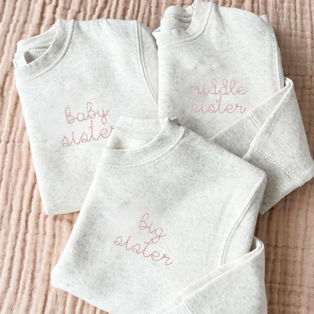 Custom Stitched Sister Toddler Sweatshirt | Birth Announcement ...