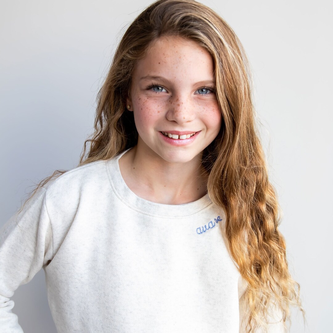 Youth Curved Neckline Name and Bow Embroidered Sweatshirt | Custom ...