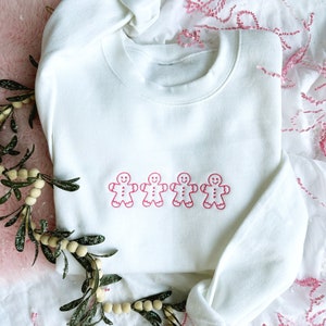 Pink and Fun Gingerbread Men Embroidered Sweatshirt | Baking Crewneck ...