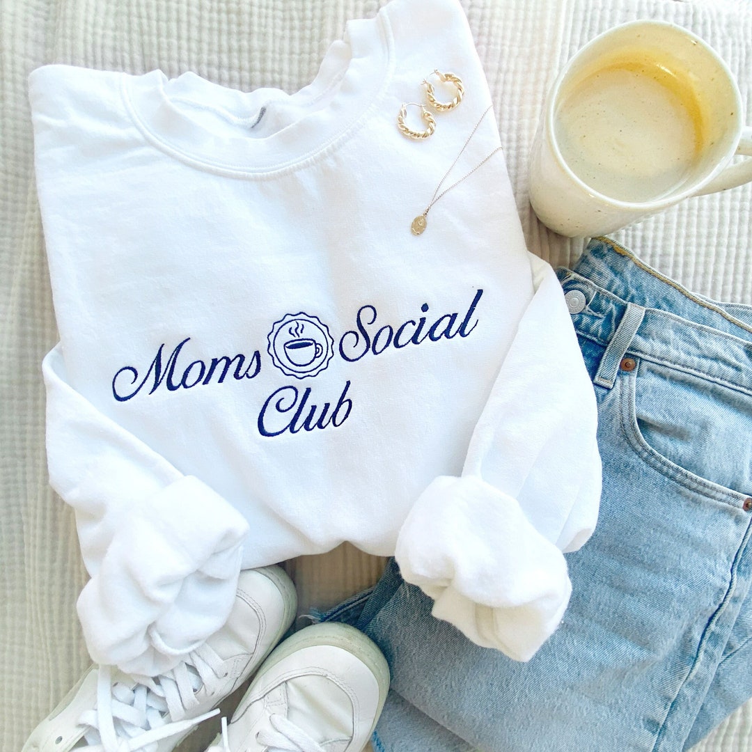 Moms Social Club Embroidered Gemma Crewneck Sweatshirt | Preppy Mom ...