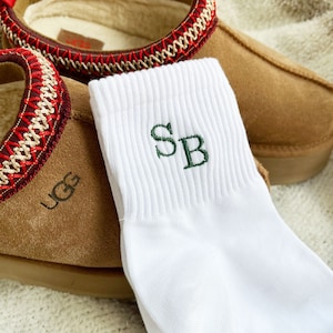 Personalized Staggered Monogrammed Crew Socks | Gift for Her | Bridal ...