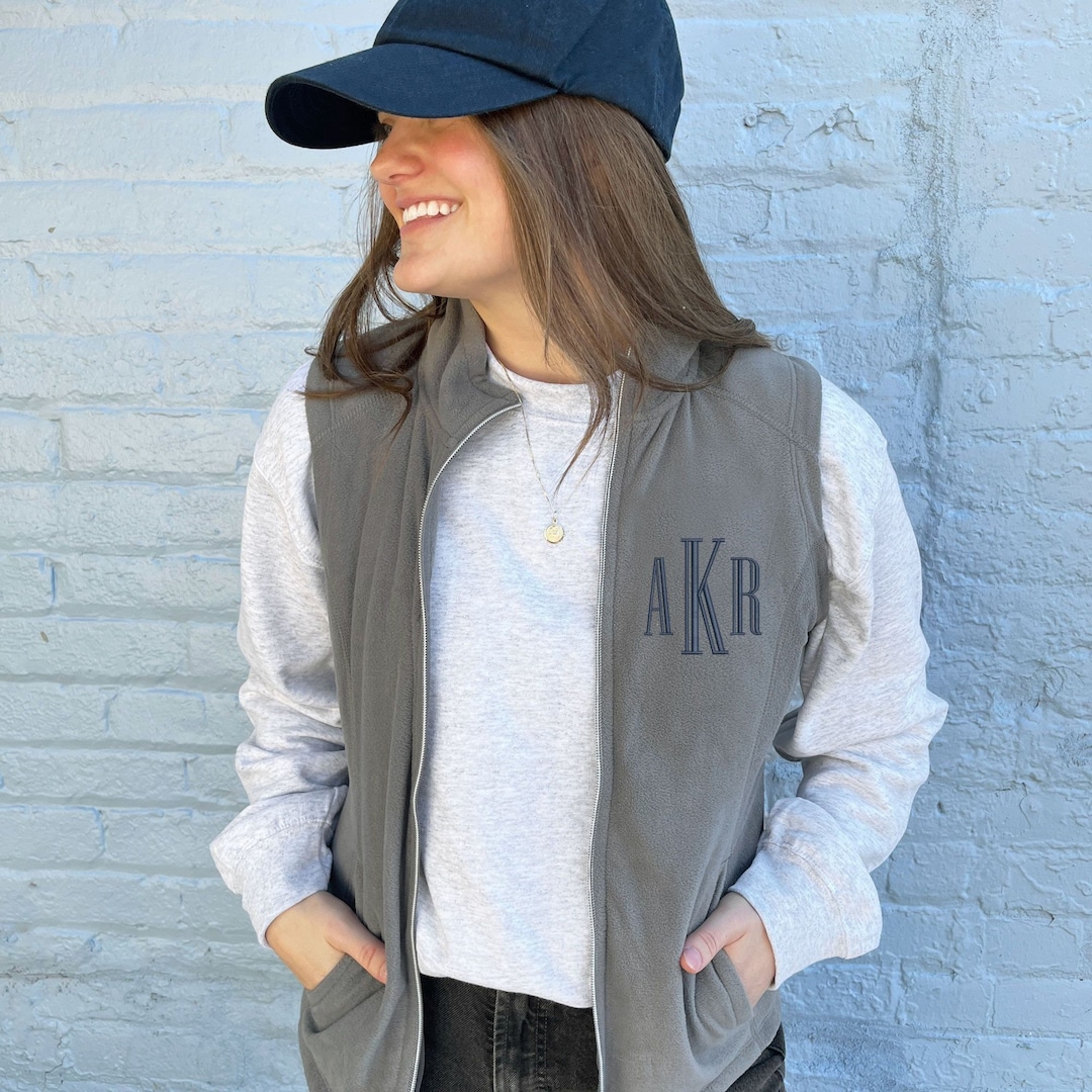 Monogrammed Embroidered Fleece Vest | Personalized Vest | Custom Top ...