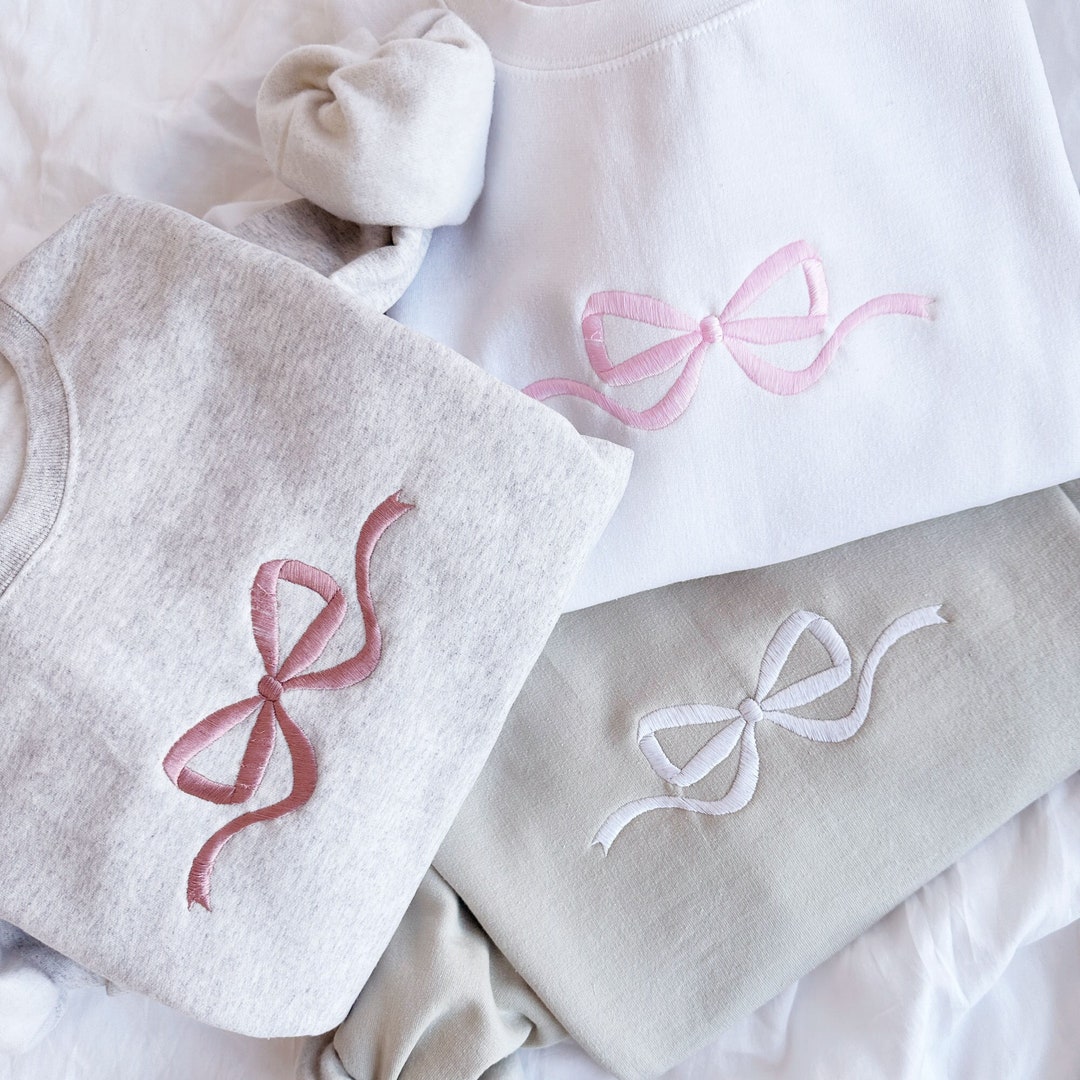 Cute Bow Embroidered Gemma Sweatshirt | Dainty Bow Sweatshirt ...