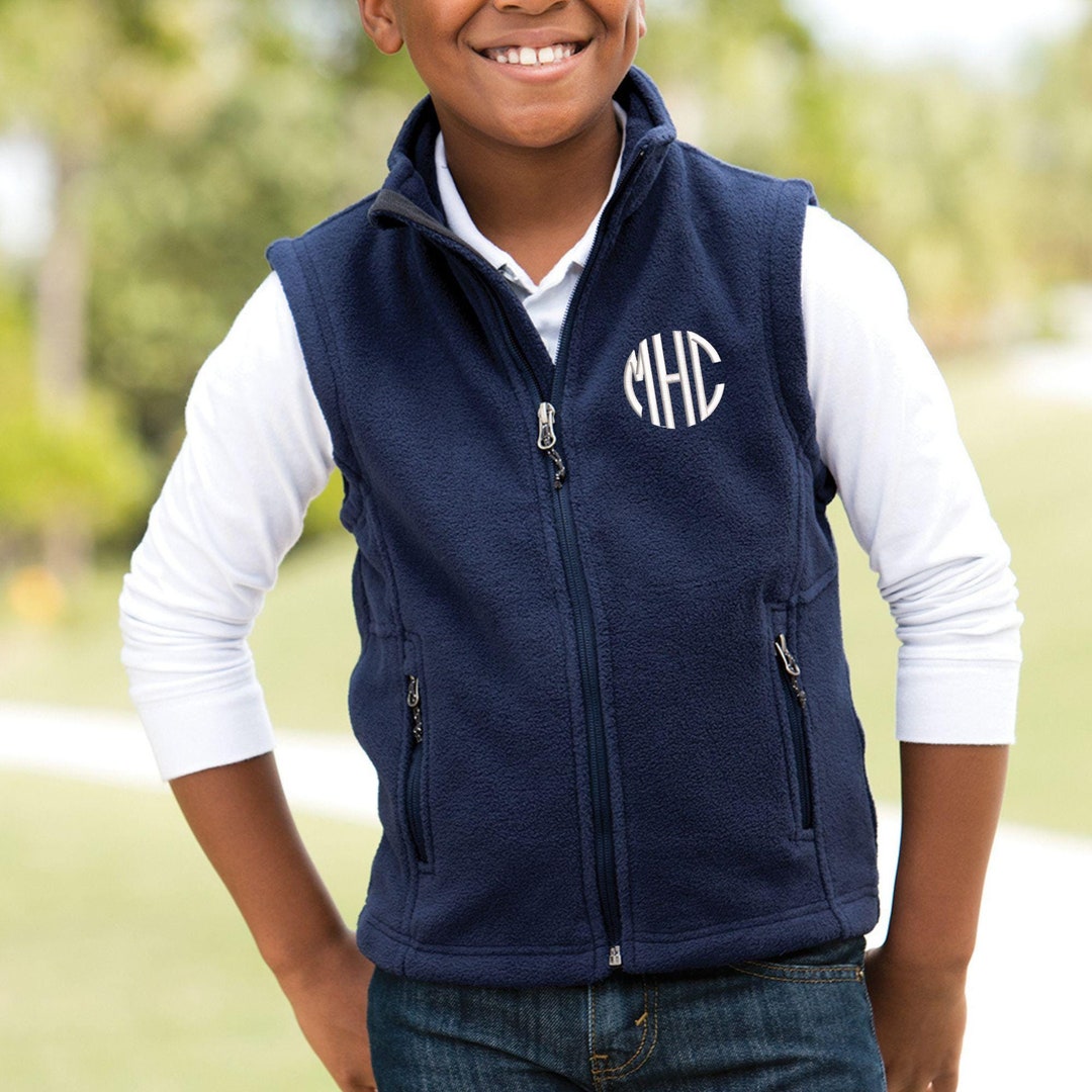 Youth Monogrammed Embroidered Vest | Girls Fleece Vest | Personalized ...