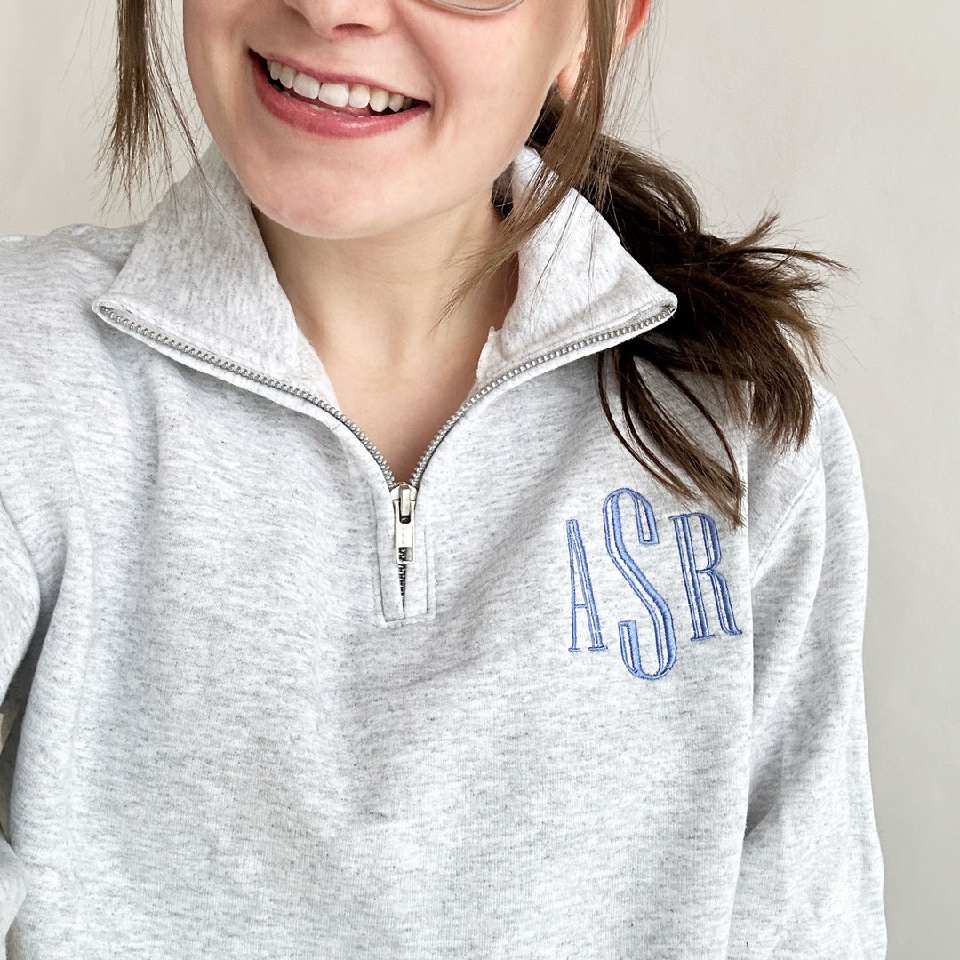 Monogram Quarter Zip Sweatshirt | Personalized Popover Gift for Her - Etsy