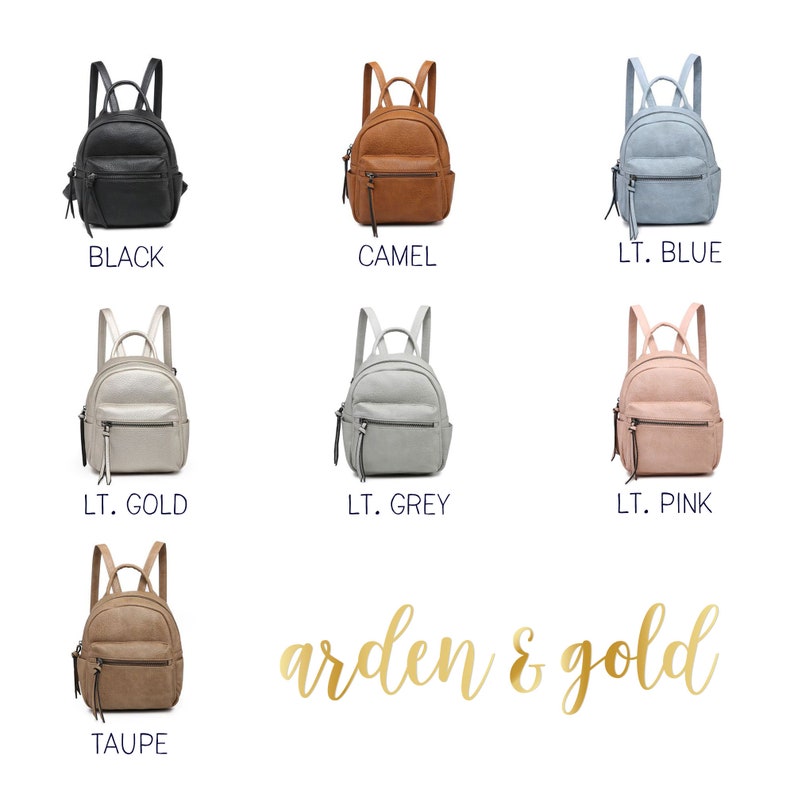 Monogrammed Mini Backpack Personalized Vegan Leather Small | Etsy