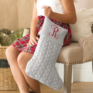 Monogrammed or Personalized Christmas Stocking Cable Knit Holiday ...