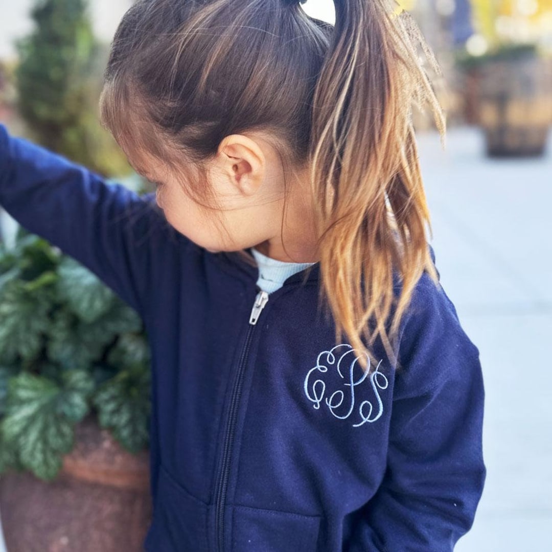 Monogrammed Kids Full-zip Hoodie | Personalized Toddler Sweatshirt - Etsy