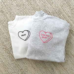 Custom Candy Heart Embroidered Crewneck | Valentine's Day Sweatshirt - Etsy