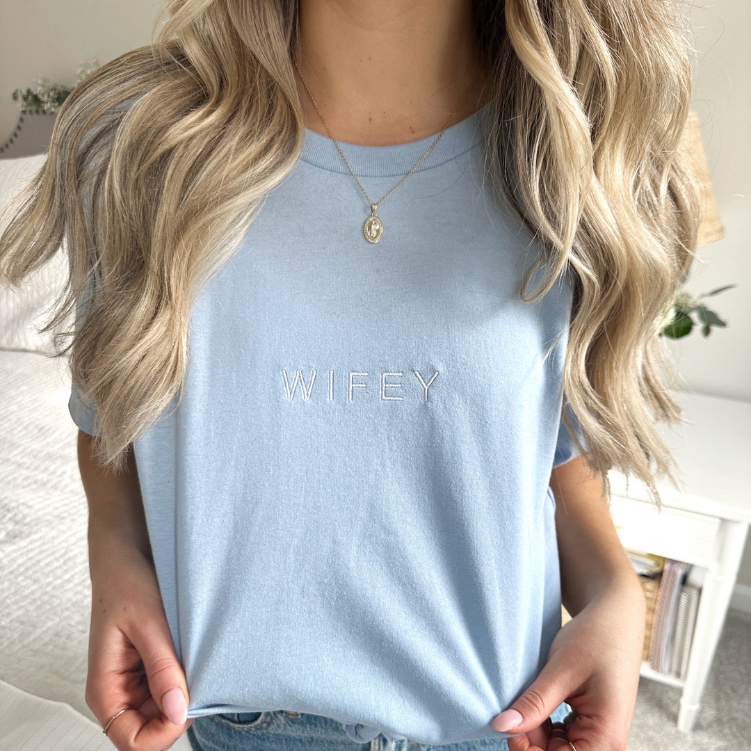 Minimal Wifey Bella And Canvas Embroidered T Shirt Wifey Moden