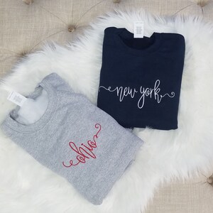 Personalized Embroidered State Pride Crewneck Sweatshirt | Custom ...