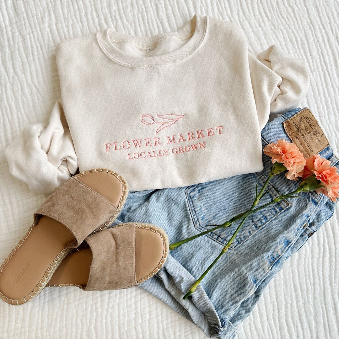 Flower Market Embroidered Sweatshirt | Spring Sweatshirt | Embroidered ...