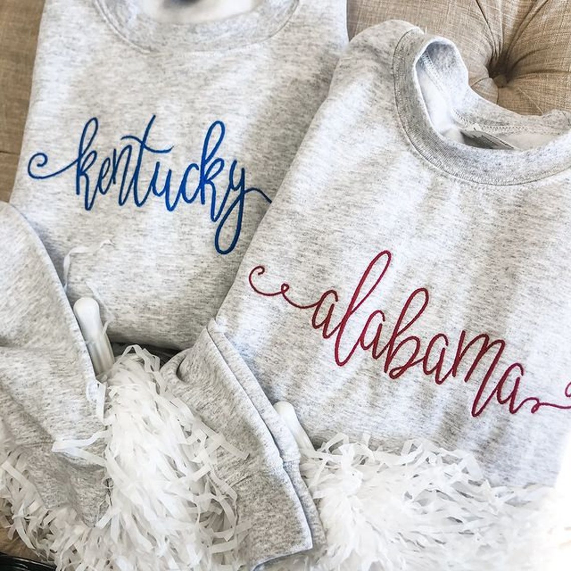Embroidered State Name Crew Neck Sweatshirt State Pride - Etsy
