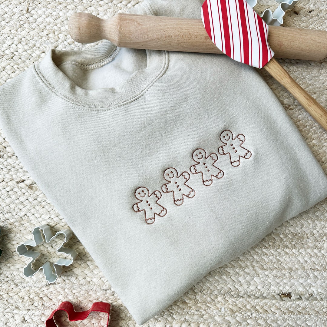 Gingerbread Men Embroidered Sweatshirt | Baking Crewneck With ...