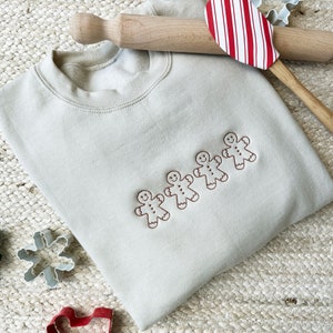 Pink and Fun Gingerbread Men Embroidered Sweatshirt | Baking Crewneck ...