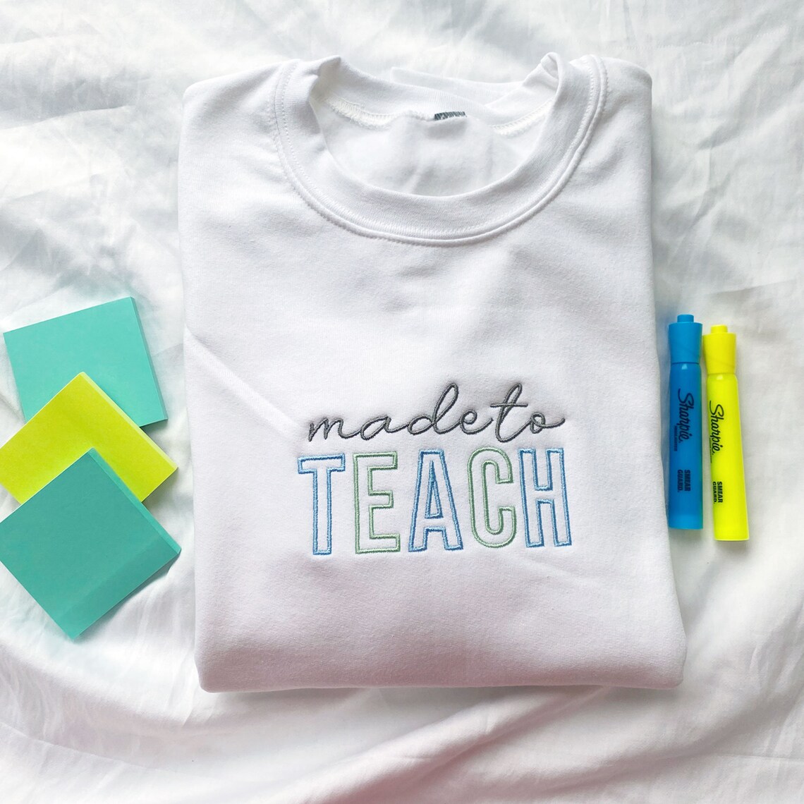 Made to Teach Embroidered Gemma Crewneck Sweatshirt | Cute Teacher ...