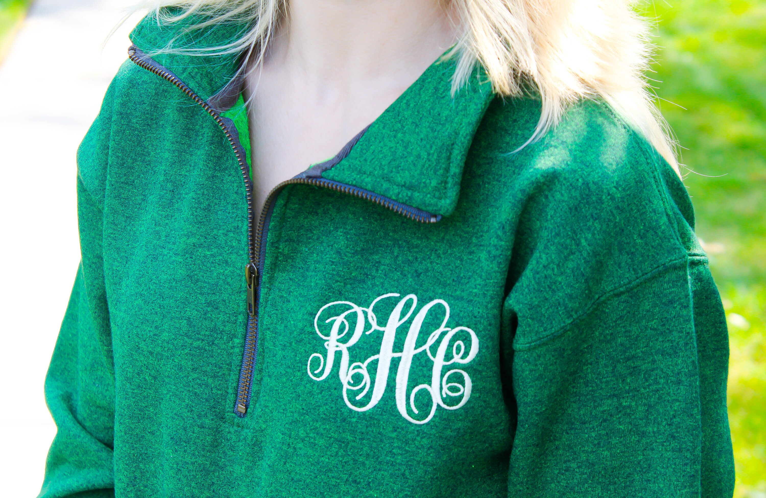 FREE Shipping Monogram Quarter Zip Pullover Sweatshirt | Etsy