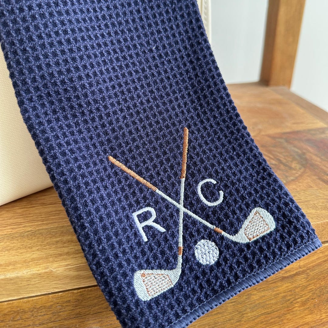 Personalized Embroidered Golf Towel With Icons | Monogrammed Golf Towel ...