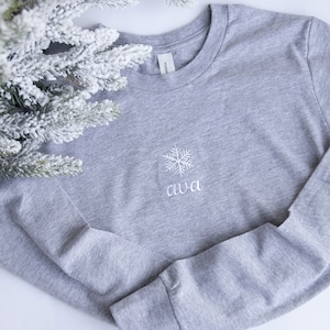 Embroidered Youth Snowflake Long Sleeved Top | Personalized Youth ...