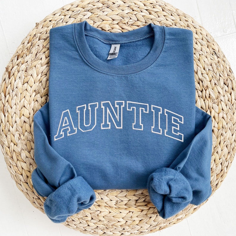 Auntie Athletic Block Embroidered Gemma Crewneck Sweatshirt | New Aunt ...