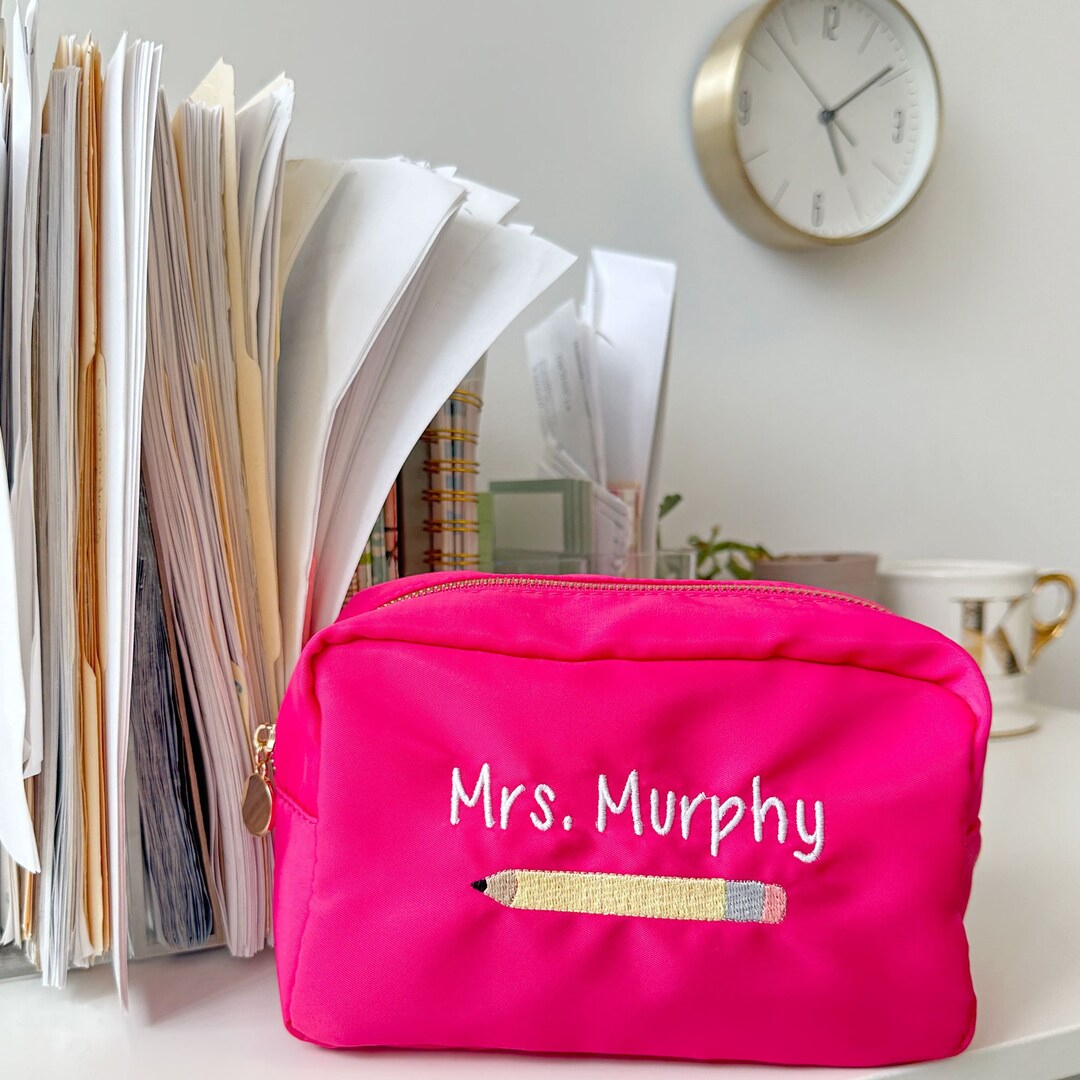 Personalized Embroidered Pencil Pouch | Teacher Gift - Etsy