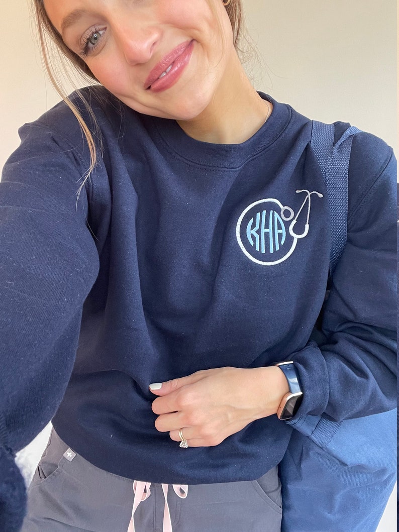 Monogrammed Circle Stethoscope Crewneck Sweatshirt - Etsy