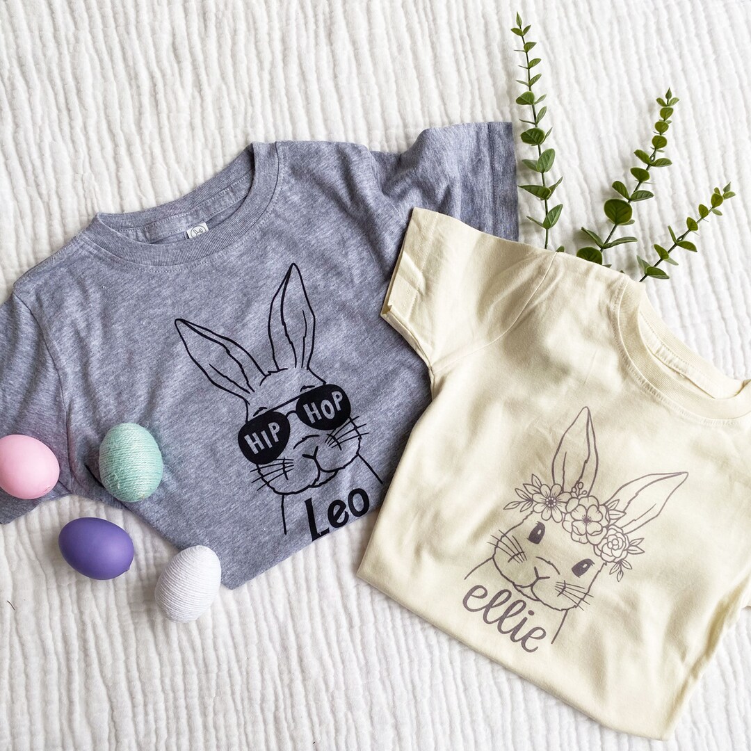 Kids Personalized Easter T-shirt Easter Bunny Shirt Cute Toddler Easter Bunny Tee Personalized ...