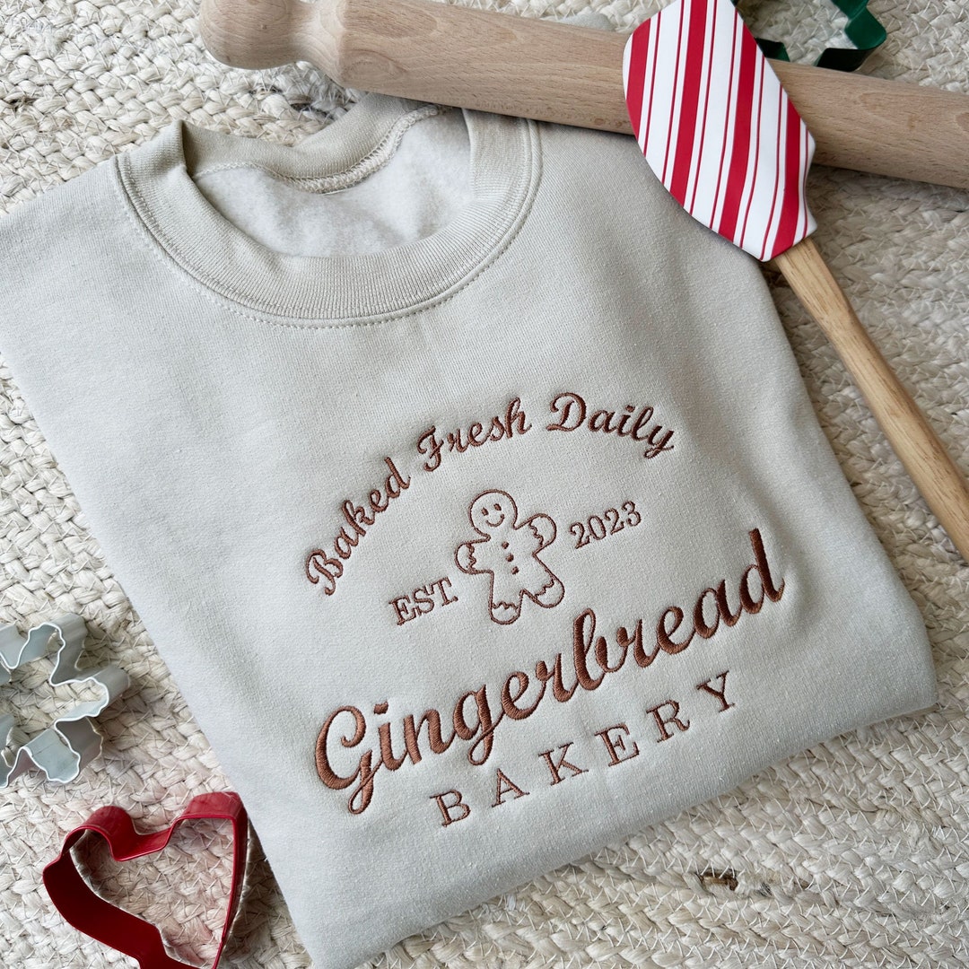 Gingerbread Bakery Embroidered Sweatshirt | Traditional Christmas ...