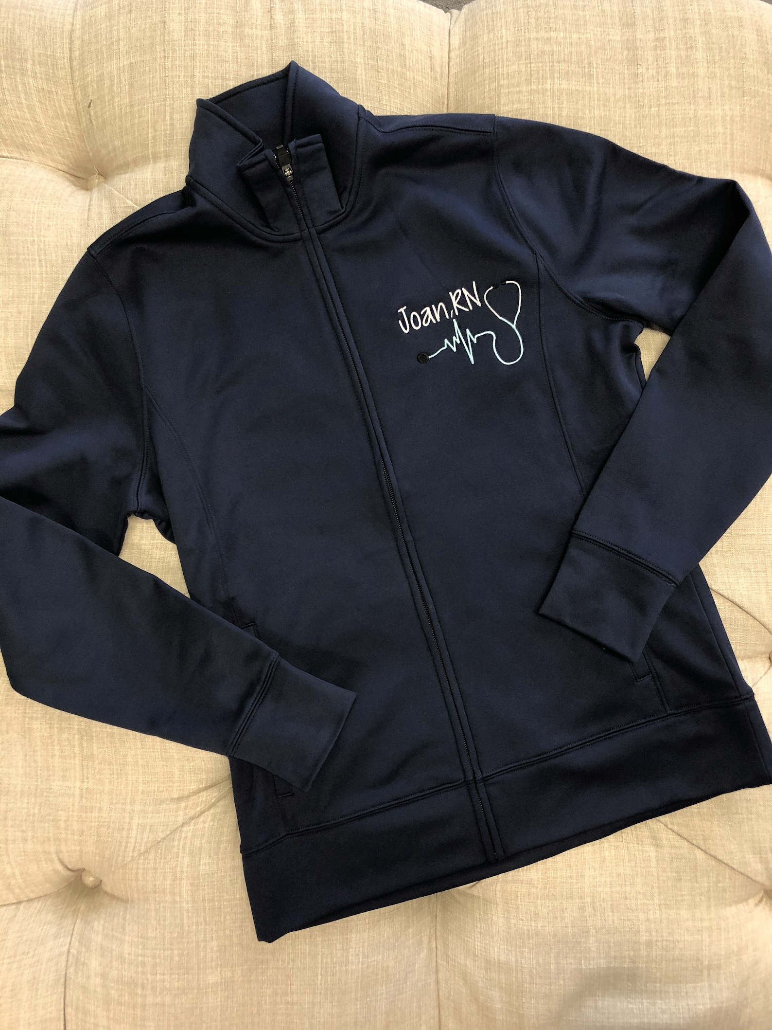 Monogrammed Nurse Full Zippered Jacket Sweatshirt Personalized Nurse ...