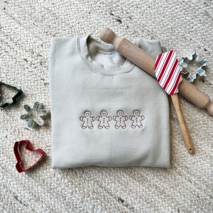 Pink and Fun Gingerbread Men Embroidered Sweatshirt | Baking Crewneck ...