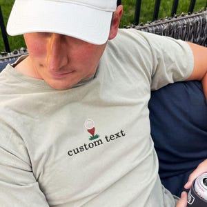 Custom Text & Golf Icon Embroidered Comfort Colors T-shirt | Fathers ...