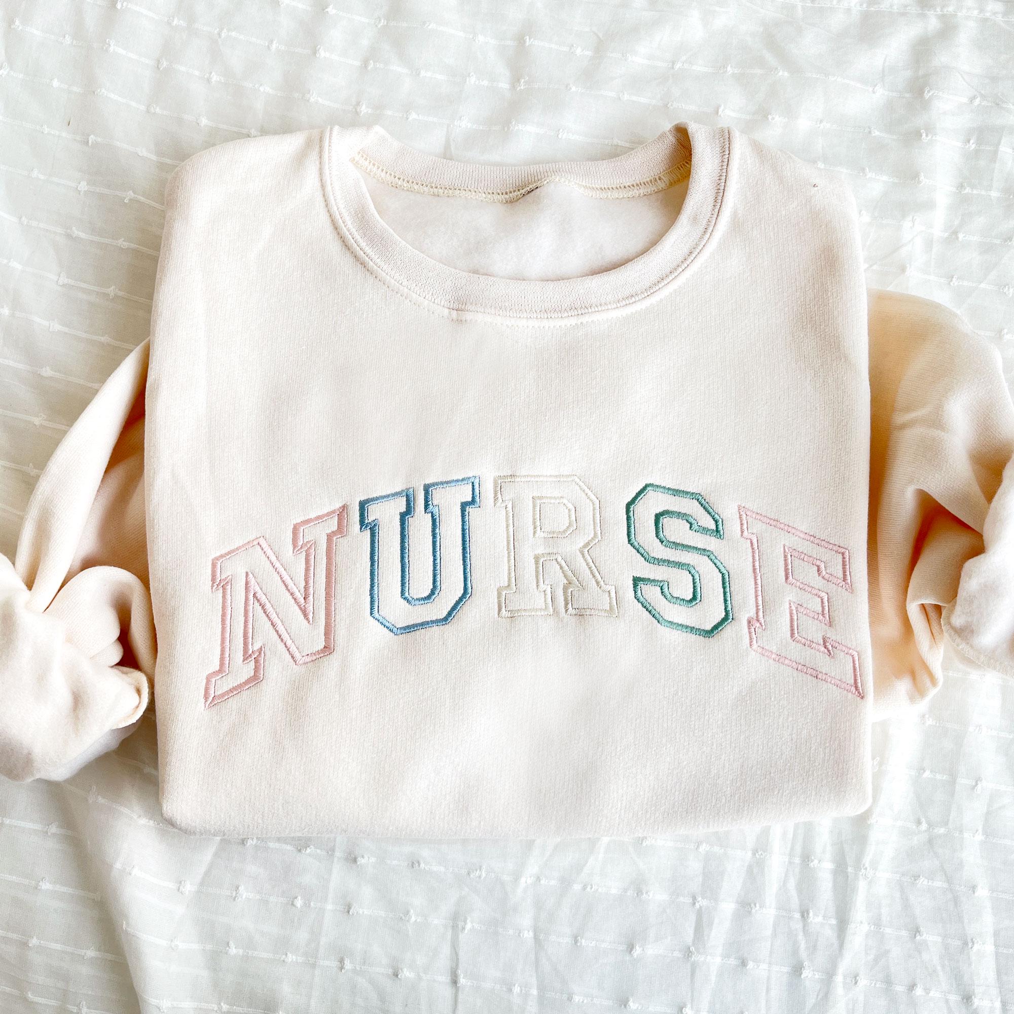 Pastel NURSE Embroidered Gemma Crew Sweatshirt | Gift for Nurse | RN ...
