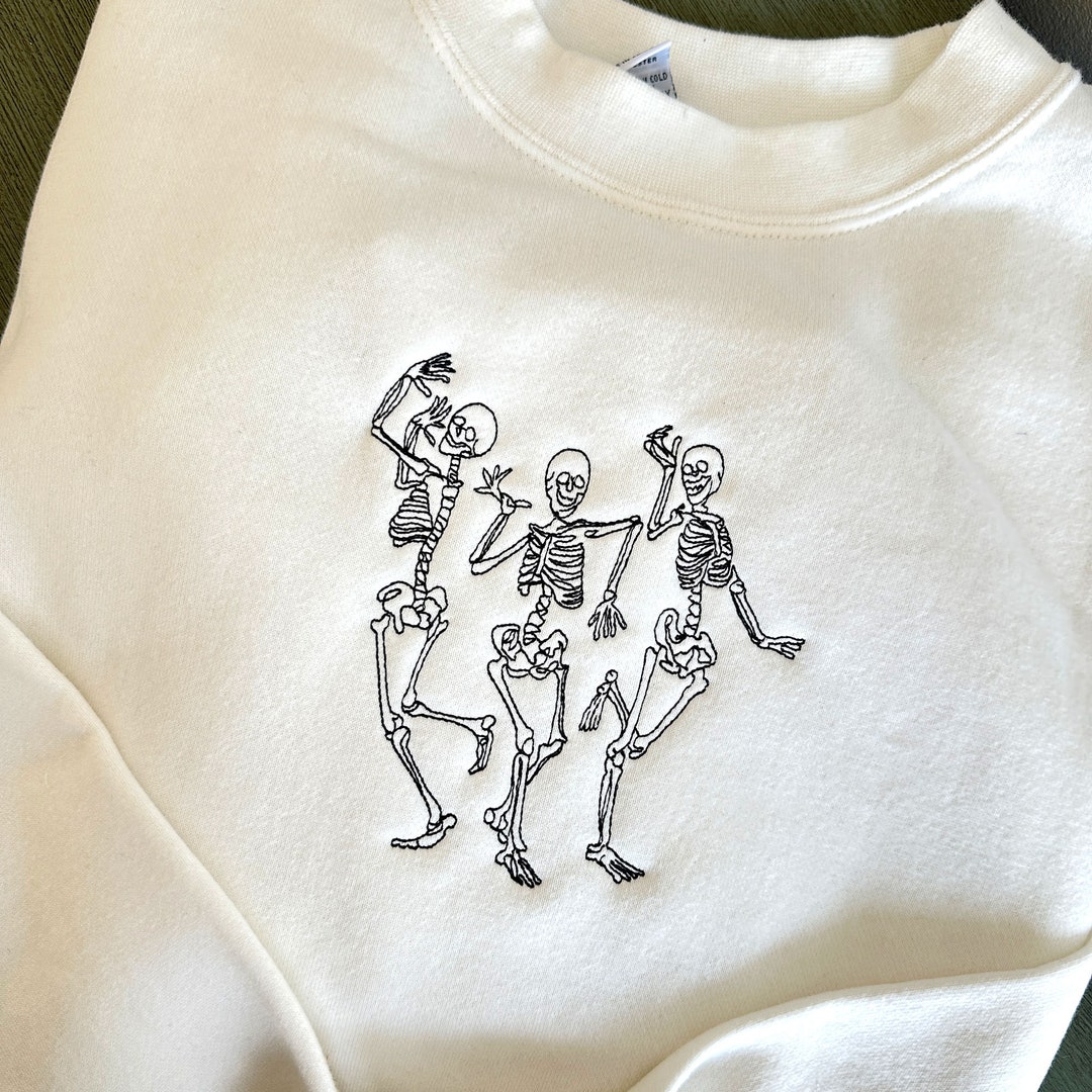 Dancing Skeleton Indie Crewneck Sweatshirt | Halloween Skeleton ...