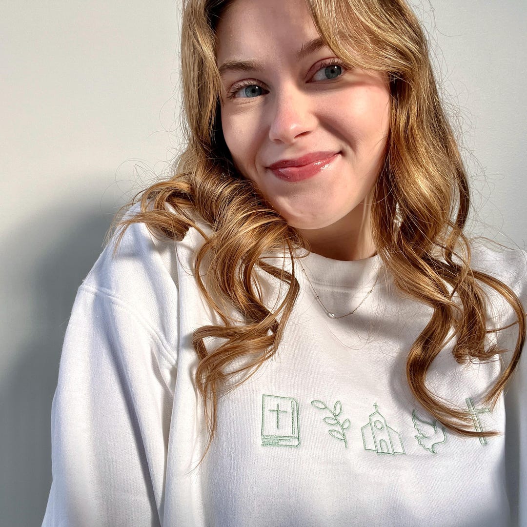 Quick Ship Cute Easter Religious Icons Embroidered Sweatshirt ...