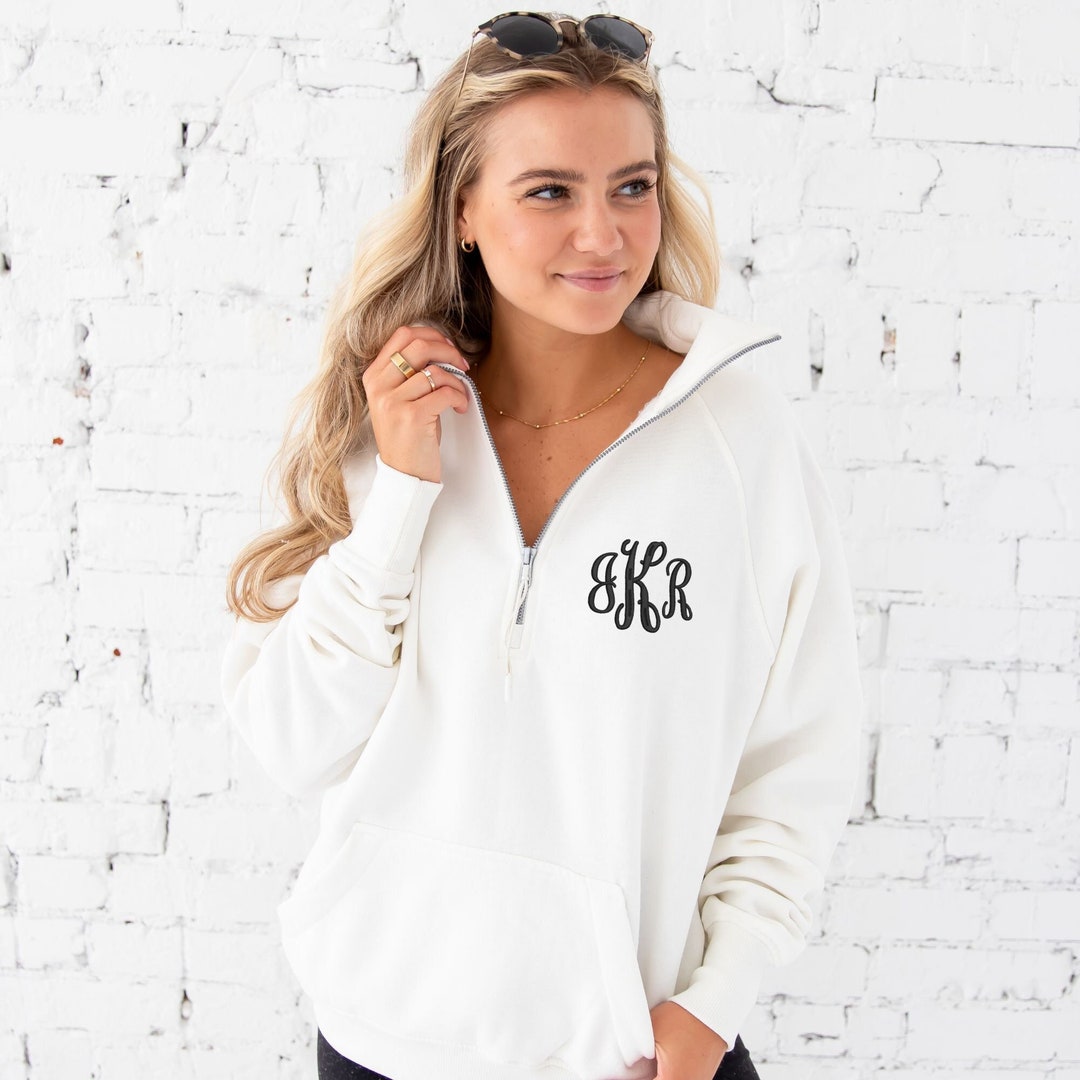 Custom Embroidered Ladies Boxy Quarter Zip Pullover | Personalized ...