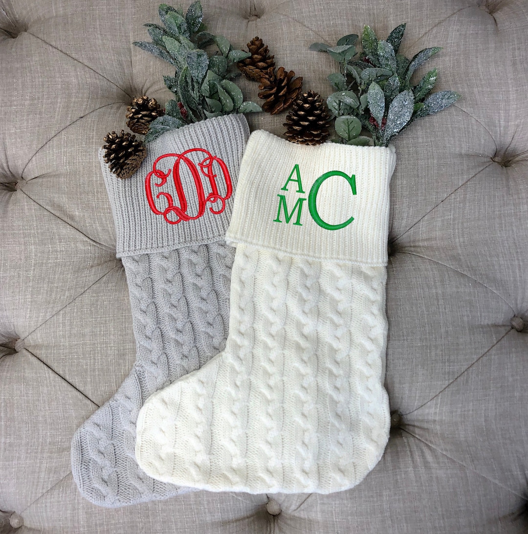 Monogrammed or Personalized Christmas Stocking Cable Knit Holiday ...